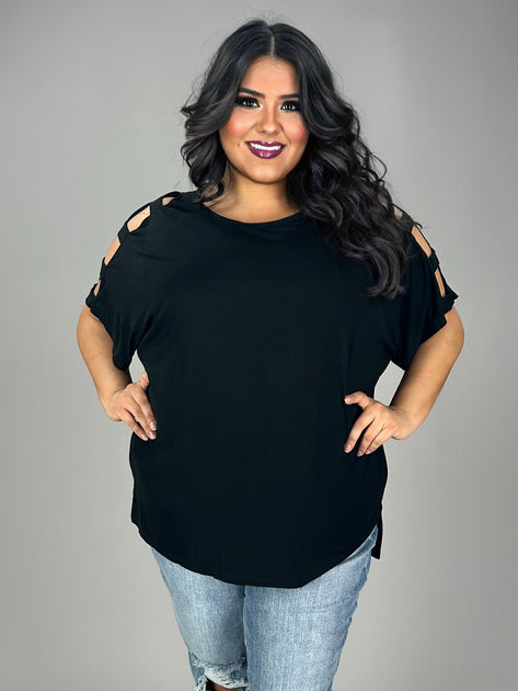 19 OS {Always The One} Black Ladder Sleeve Top PLUS SIZE 1X 2X 3X ...