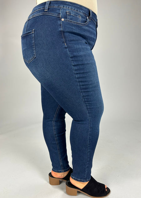 BT-U {Gemma Rae} Blue Mid-Rise BUM-RISER Skinny Jeans PLUS SIZE 16 20 ...