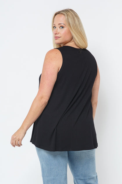 39 SV {After Everything} VOCAL Black Ribbed Top w/Studs PLUS SIZE XL 2 ...