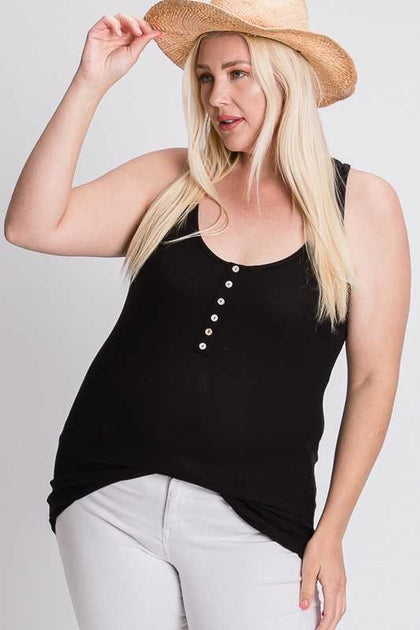 60 SV-P {Can You Feel It} Black Ribbed Tank Top PLUS SIZE 1X 2X 3X ...